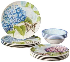 certified international hydrangea garden dinnerware, dishes, multicolor