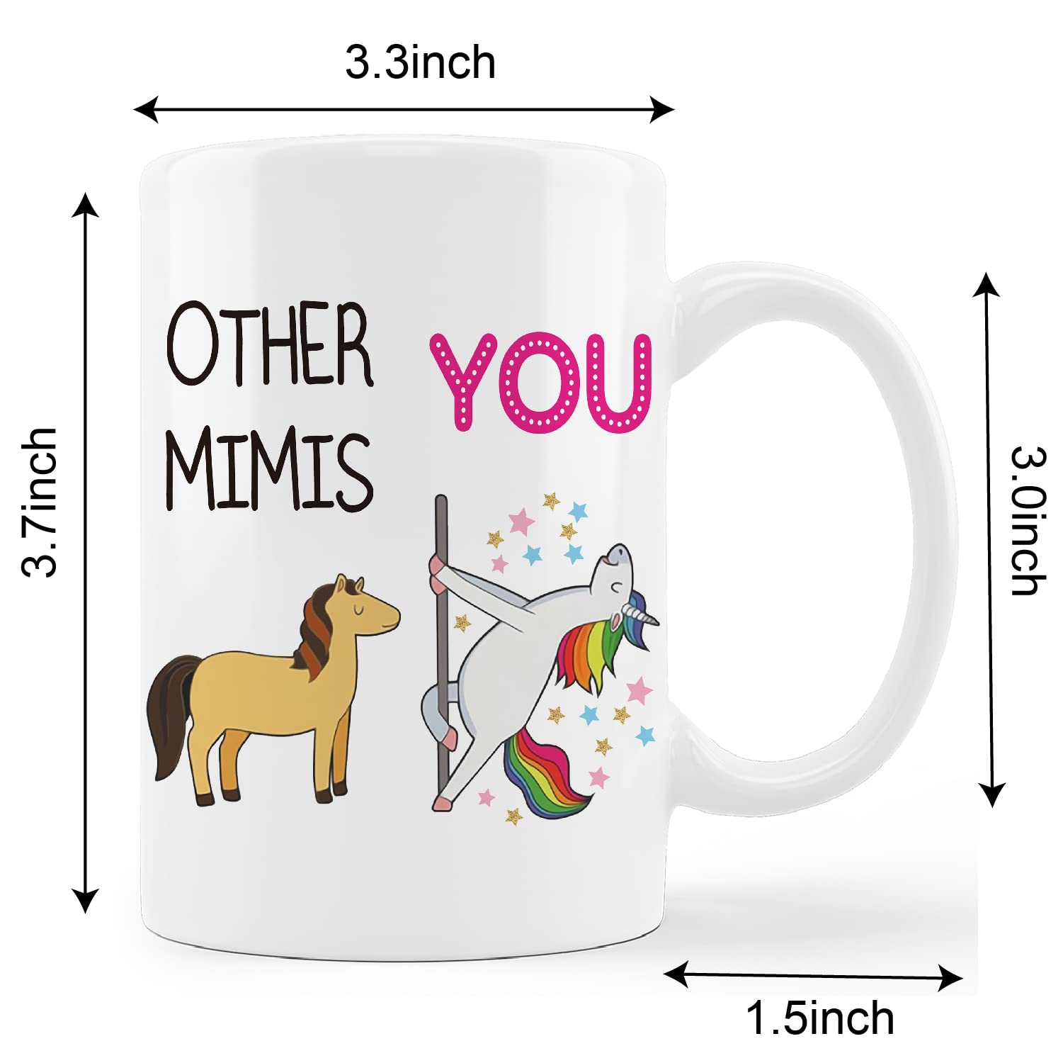 kunlisa Best Mimi Mug Cup,Other Mimis VS You Cute Unicorn Ceramic Mug-11oz Coffee Milk Tea Mug Cup,Grandmother Grandma Mimi Birthday Mother's Day Gifts From Grandson Granddaughter