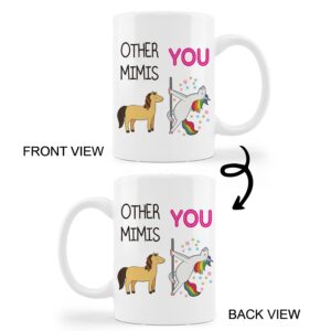 kunlisa Best Mimi Mug Cup,Other Mimis VS You Cute Unicorn Ceramic Mug-11oz Coffee Milk Tea Mug Cup,Grandmother Grandma Mimi Birthday Mother's Day Gifts From Grandson Granddaughter