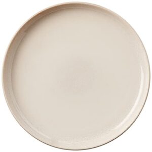 Corelle Stoneware 4-Piece Ceramic 10.5" Dinnerware Plate Set, High Edge Raised Rim Flat Dishes, Modern Rustic Handcrafted Artisanal Double Bead Glaze, Oatmeal