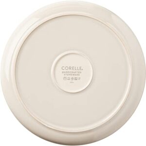 Corelle Stoneware 4-Piece Ceramic 10.5" Dinnerware Plate Set, High Edge Raised Rim Flat Dishes, Modern Rustic Handcrafted Artisanal Double Bead Glaze, Oatmeal