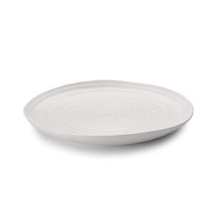 portmeirion sophie conran white round platter | 12 inch porcelain serving tray for appetizers, snacks, and sandwiches | made from fine porcelain | dishwasher and microwave safe