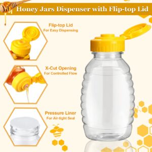 Hoolerry 48 Pack 8 oz Clear Plastic Honey Bottles Refillable Squeeze Honey Container Empty Honey Jars Honey Dispenser with Flip Top Lid Plastic Squeeze Bottles for Sauces Syrup Storing and Dispensing