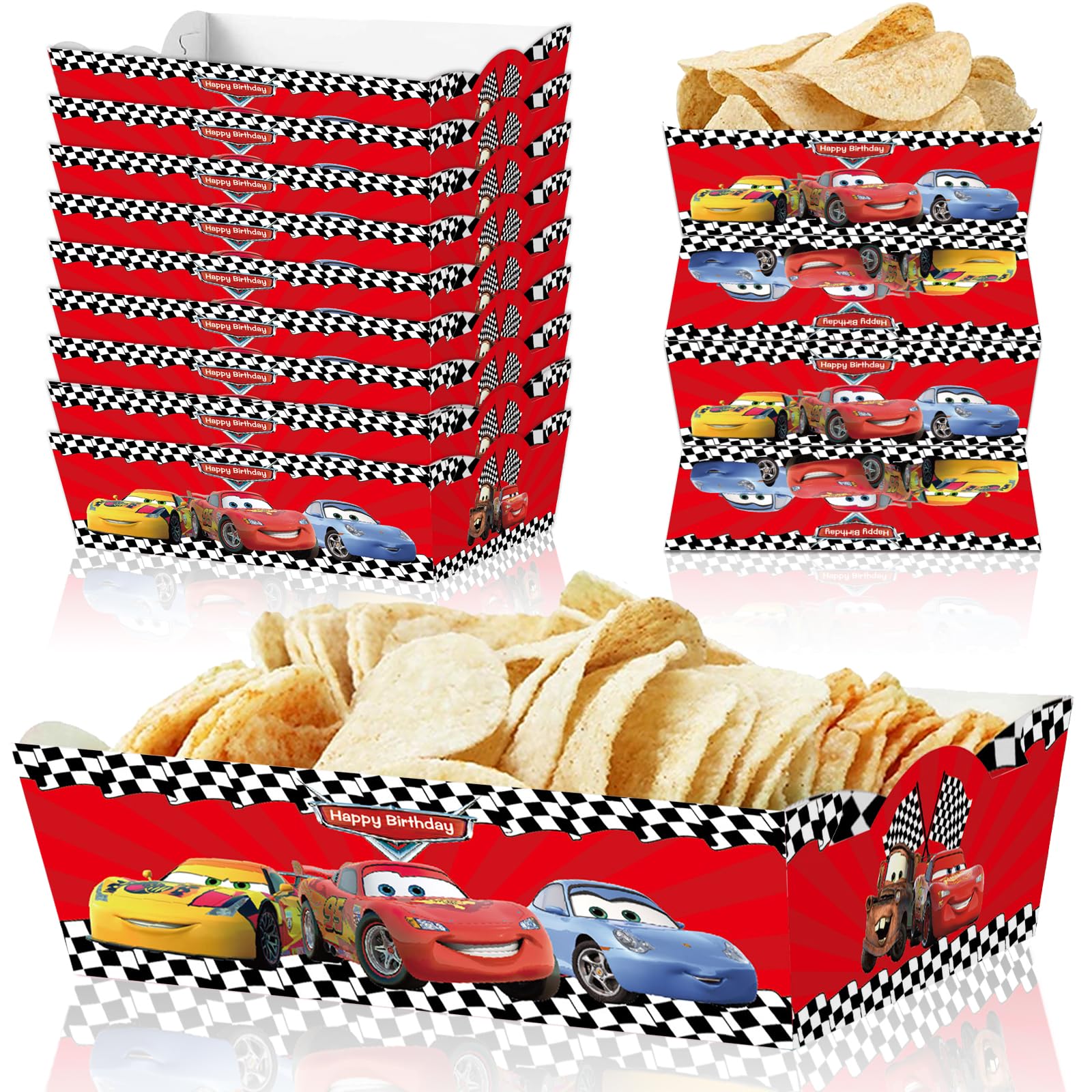 40 Pack Cars Birthday Party Supplies, Cars Food Tray Race Car Party Favors Paper Food Serving Tray Paper Trays