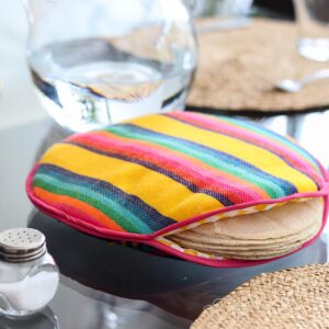 Authentic Mexican Cloth Tortilla Holder Warmer Pouch. Insulated Tortillera Mexicana Microwave Oven Safe for Corn, Flour Taco, Burrito, Quesadilla,Bread, Roti. Tortillero Termico de Tela Stripes