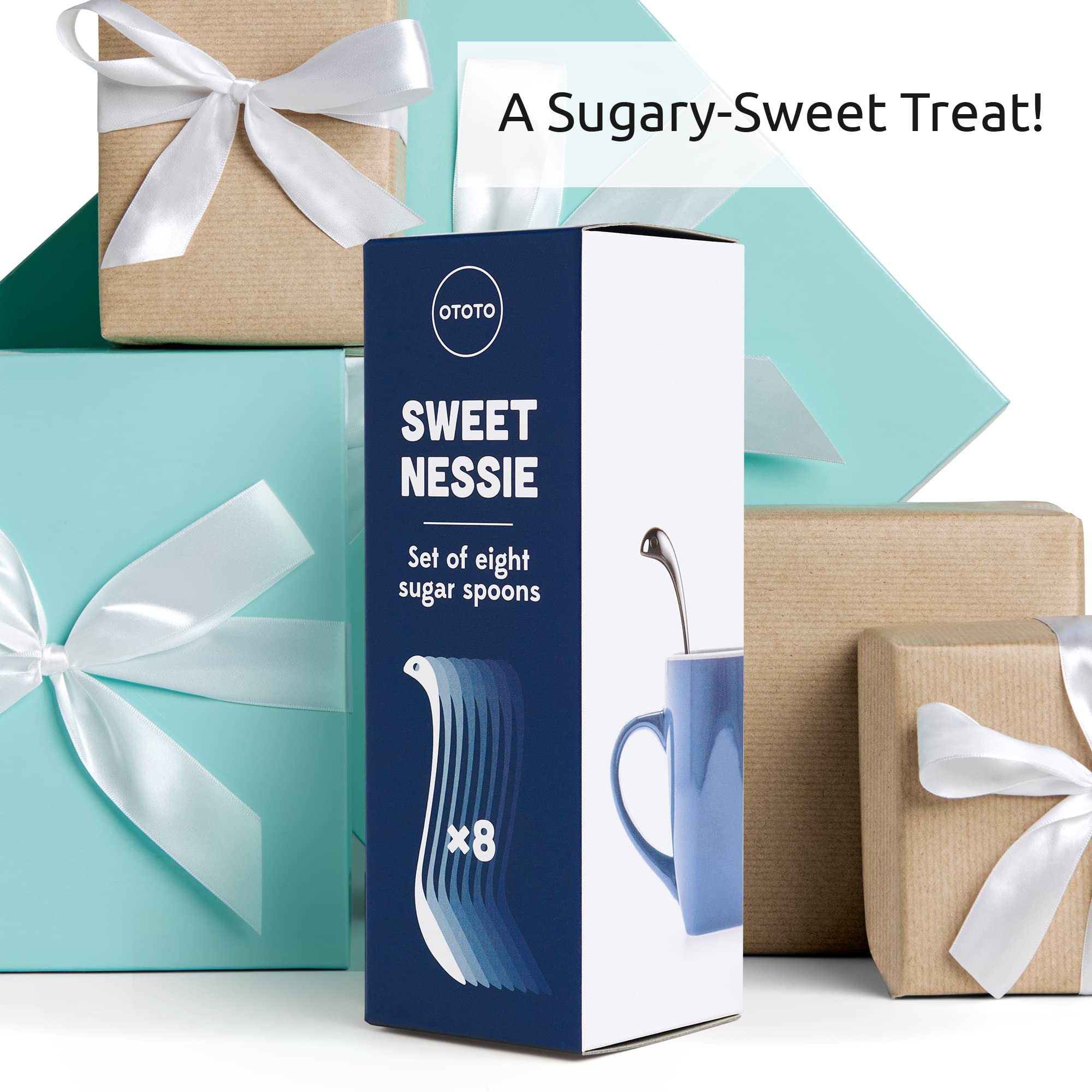 OTOTO Sweet Nessie Sugar Spoon (Set of 8) - Stainless Steel Tea Spoon - 100% Food Grade & Dishwasher Safe - Perfect Spoon for Tea & Coffee