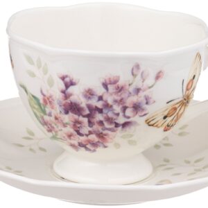 Lenox Butterfly Meadow Orange Sulphur 8-Ounce Porcelain Cup and Saucer Set -