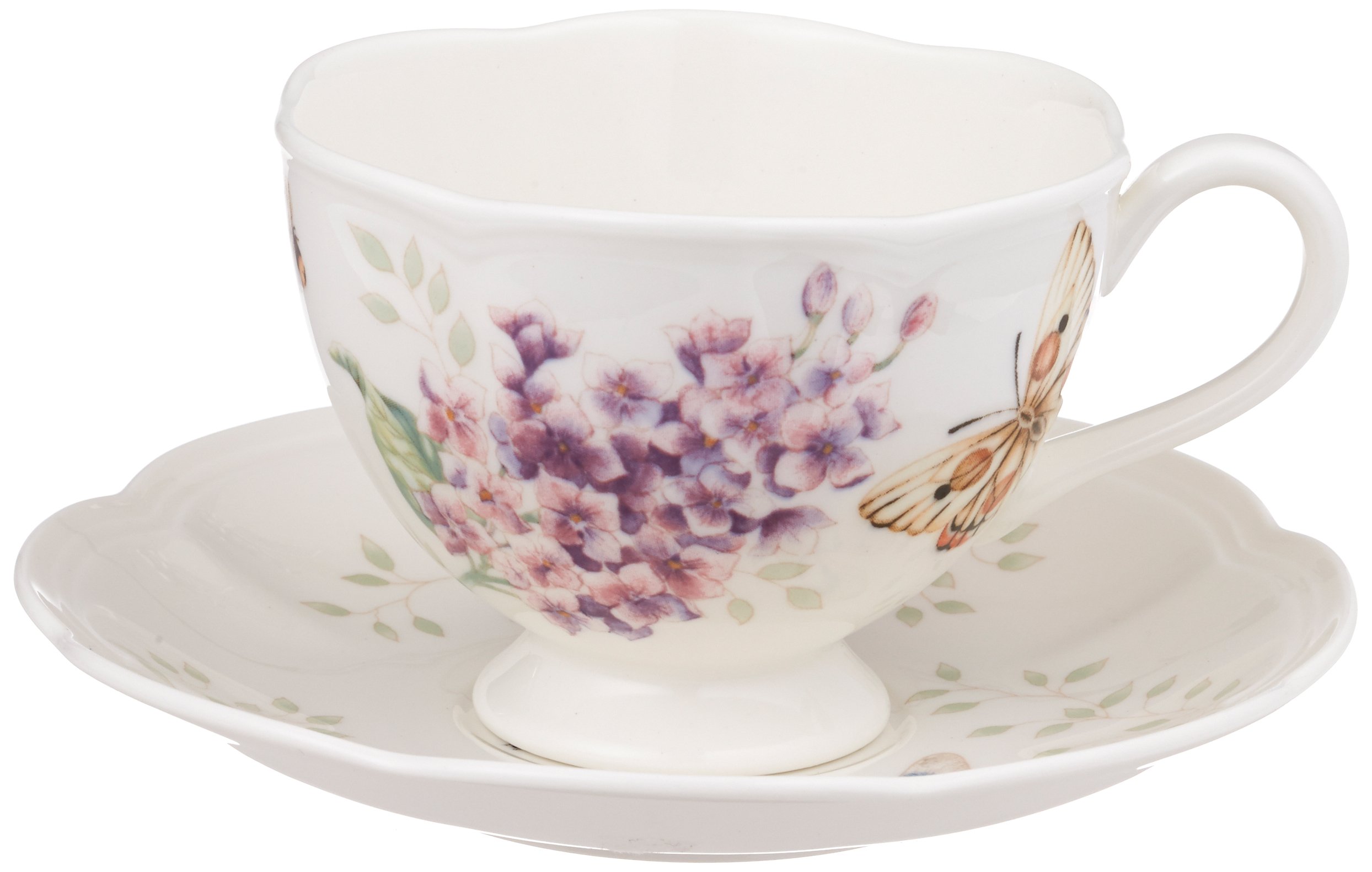 Lenox Butterfly Meadow Orange Sulphur 8-Ounce Porcelain Cup and Saucer Set -