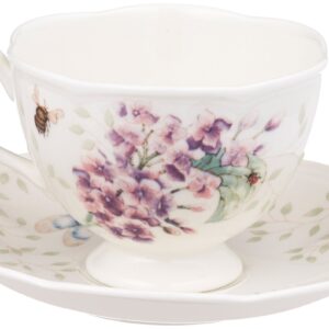 Lenox Butterfly Meadow Orange Sulphur 8-Ounce Porcelain Cup and Saucer Set -