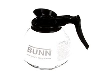 bunn coffee pourer 64 oz. glass decanter with black handle 42400.0101, clear