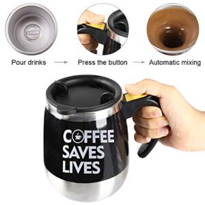 BINE Self Stirring Coffee Mug, Auto Self Mixing Stainless Steel Cup for Coffee/Tea/Hot Chocolate/Milk Mug for Office/Kitchen/Travel/Home