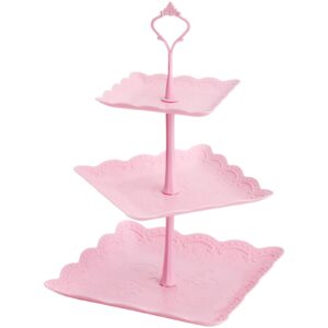 Tosnail 3 Pack 3 Tiers Plastic Cupcake Stand Dessert Stand Tiered Serving Trays with Pink Rod Candy Pastry Holders for Baby Shower, Wedding and Party - Pink Rod