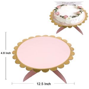 3-Pack Cardboard Cupcake Stand Dessert Tower 3 Tier(2PC) + 1Tier(1PC) Paper Cake Stand (Pink and Gold)