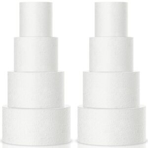 2 pcs 4 tier round foam cake dummies fake cake dummy set for wedding supplies baby shower birthday decorating display, white (3/4/5/6 x 12 inch)