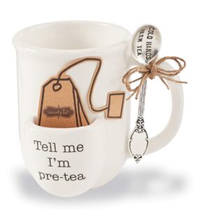 Mud Pie Vintage Inspired Mug Spoon-Pre Tea Cup, 2 Piece Set