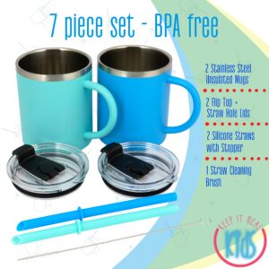 Real Deal Steel "Keep it Real Kids Mugs - 100% Lead and BPA Free Kids Coffee Mug for Hot Chocolate - Set of 2