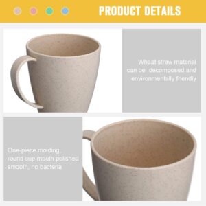 16 Pieces Wheat Straw Plastic Coffee Cups 10 Oz Reusable Plastic Cup Mug with Handle Lightweight Microwavable Dishwasher Safe Unbreakable Camping Coffee Mugs for Tea Milk Water Juice Tea, 4 Colors