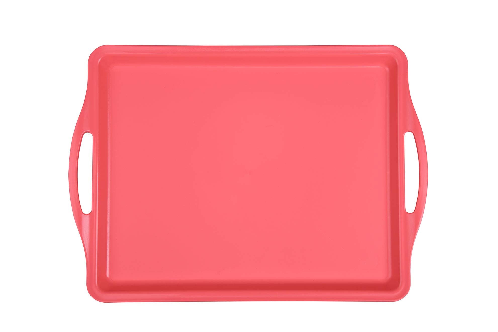 Mintra Home Durable Serving Tray (1pk, Salmon) - Platter with Handle 14in, Salmon, (Heavy Duty,Large Capacity Great for Kitchen, Wedding, Restaurant Indoor or Outdoor Picnic Camping