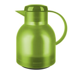 emsa samba, quick press, vacuum insulated thermal carafe, 34 oz, translucent light green