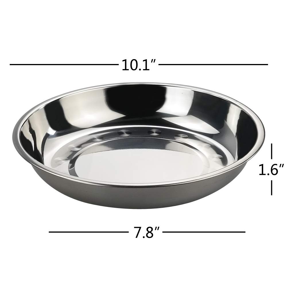 Hommp 4-Pack 10 INCHES Stainless Steel Round Plate/Camping Metal Dinner Plates