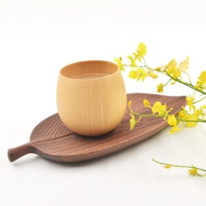 Naturoom Wooden Cup, Japanese style Tea Cup, Beer, Coffee Mug, Natural Solid Wood perfect for Cold or Hot Drinks, 8.5Oz (Natrual)