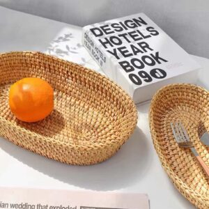 Round Rattan Bread Basket for Serving,Small Wicker Bread Basket Fruit Basket,Small Woven Bread Basket Fruit Basket,Round Rattan Basket for Bread,100% Natural Rattan,100% Handmade,1 PC