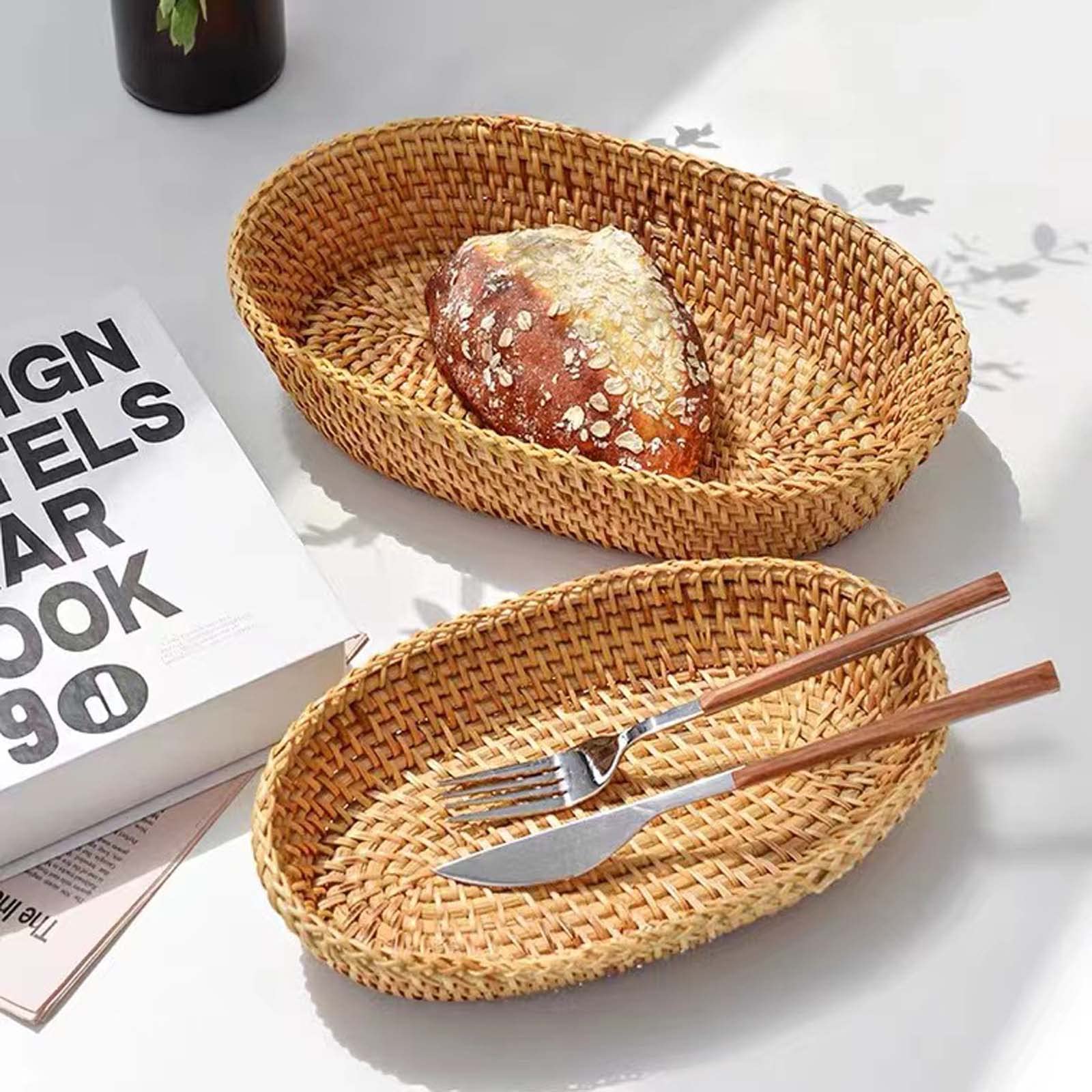 Round Rattan Bread Basket for Serving,Small Wicker Bread Basket Fruit Basket,Small Woven Bread Basket Fruit Basket,Round Rattan Basket for Bread,100% Natural Rattan,100% Handmade,1 PC