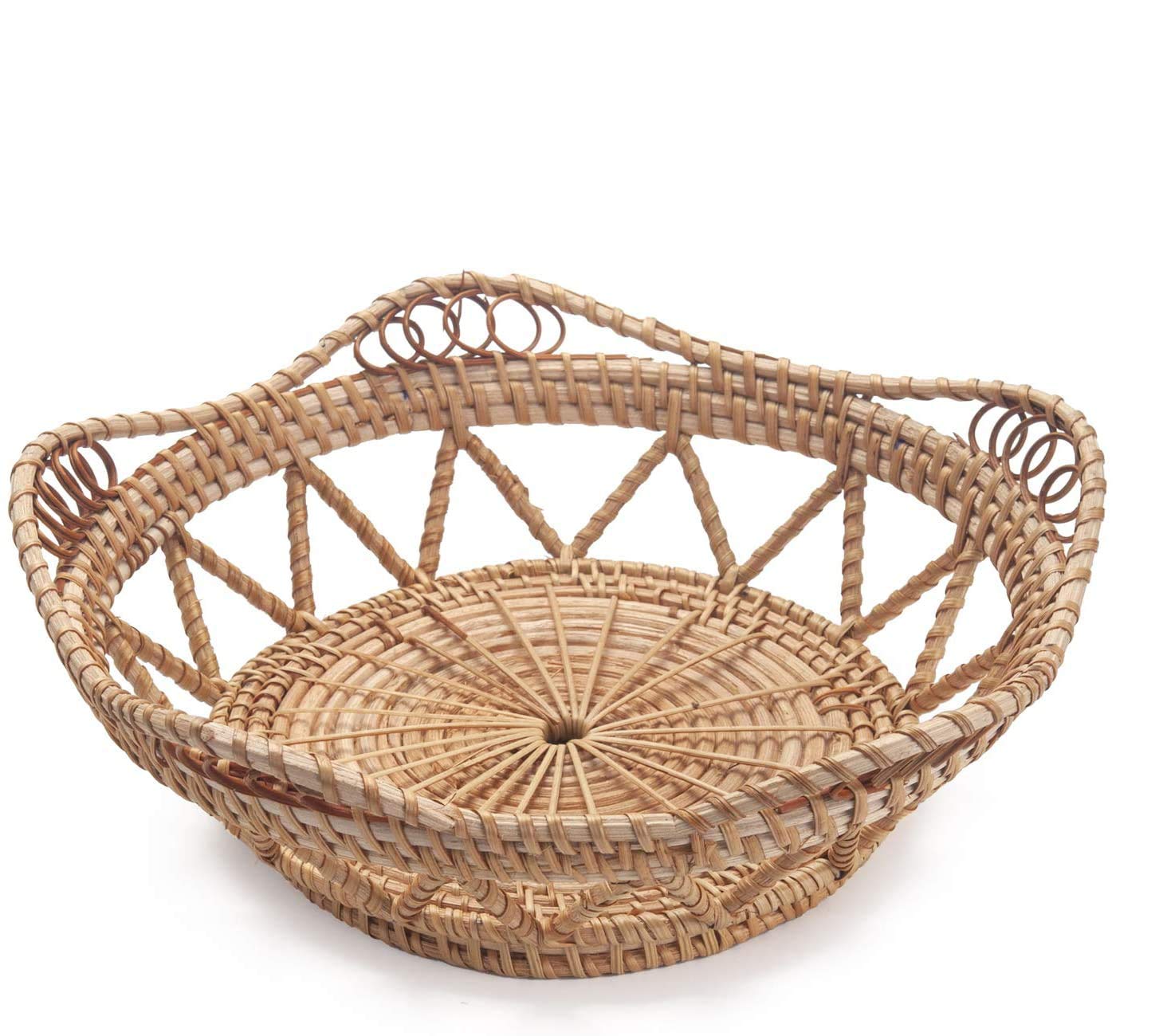 Woven Bread Baskets for Serving Rattan Tray for Fruit Food Kitchen Taptop Natural (10.6inch D x 3.5inch H)