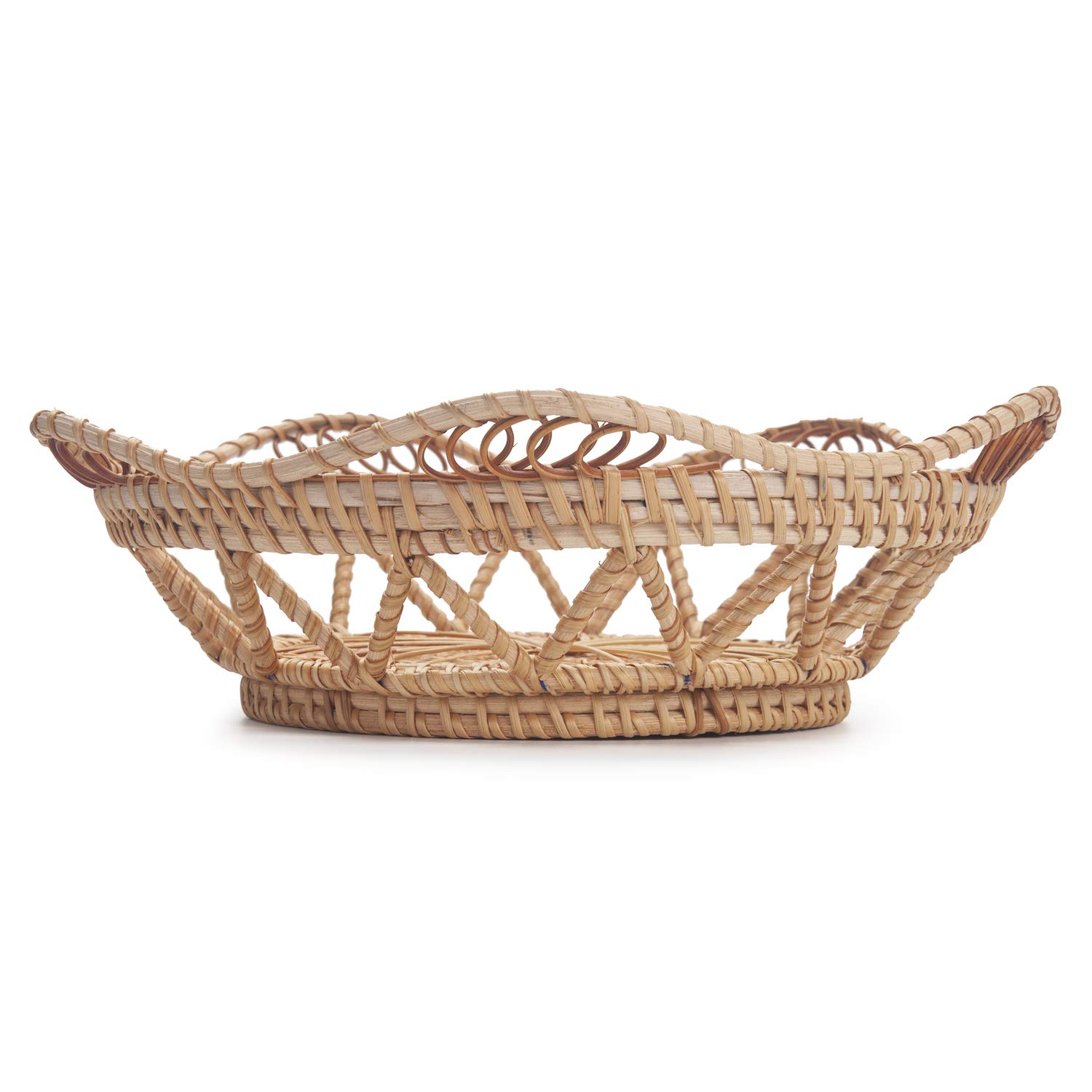 Woven Bread Baskets for Serving Rattan Tray for Fruit Food Kitchen Taptop Natural (10.6inch D x 3.5inch H)