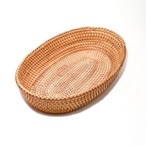 12.6 inch woven bread basket fruit basket for kitchen counter wicker handmade long bread serving basket food organizer display basket storage basket for spoon fork napkin