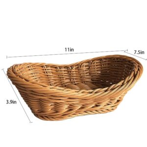 Wicker Bread Basket, Tabletop Woven storage basket, Food Fruit Vegetables Serving, Restaurant Serving Basket (11x7.5x3.9 lnch) (2pcs)