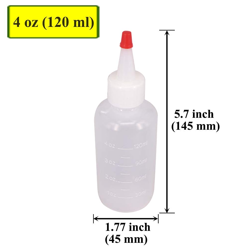 Belinlen 12 Pack 4-Ounce Empty Plastic Squeeze Bottles with Red Tip Caps Multipurpose Squirt Bottle