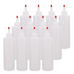 Bekith 12-pack 16 Ounce Plastic Squeeze Condiment Bottles with Red Tip Cap - Squirt Bottle For Ketchup, BBQ, Sauces, Syrup, Condiments, Dressings, Arts and Crafts