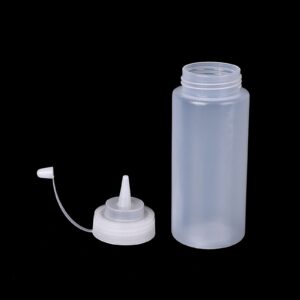 Plastic Translucent White Squeeze Condiment Bottles with Tip Cap,16 Oz,Set of 6Pcs