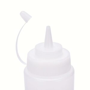 Plastic Translucent White Squeeze Condiment Bottles with Tip Cap,16 Oz,Set of 6Pcs