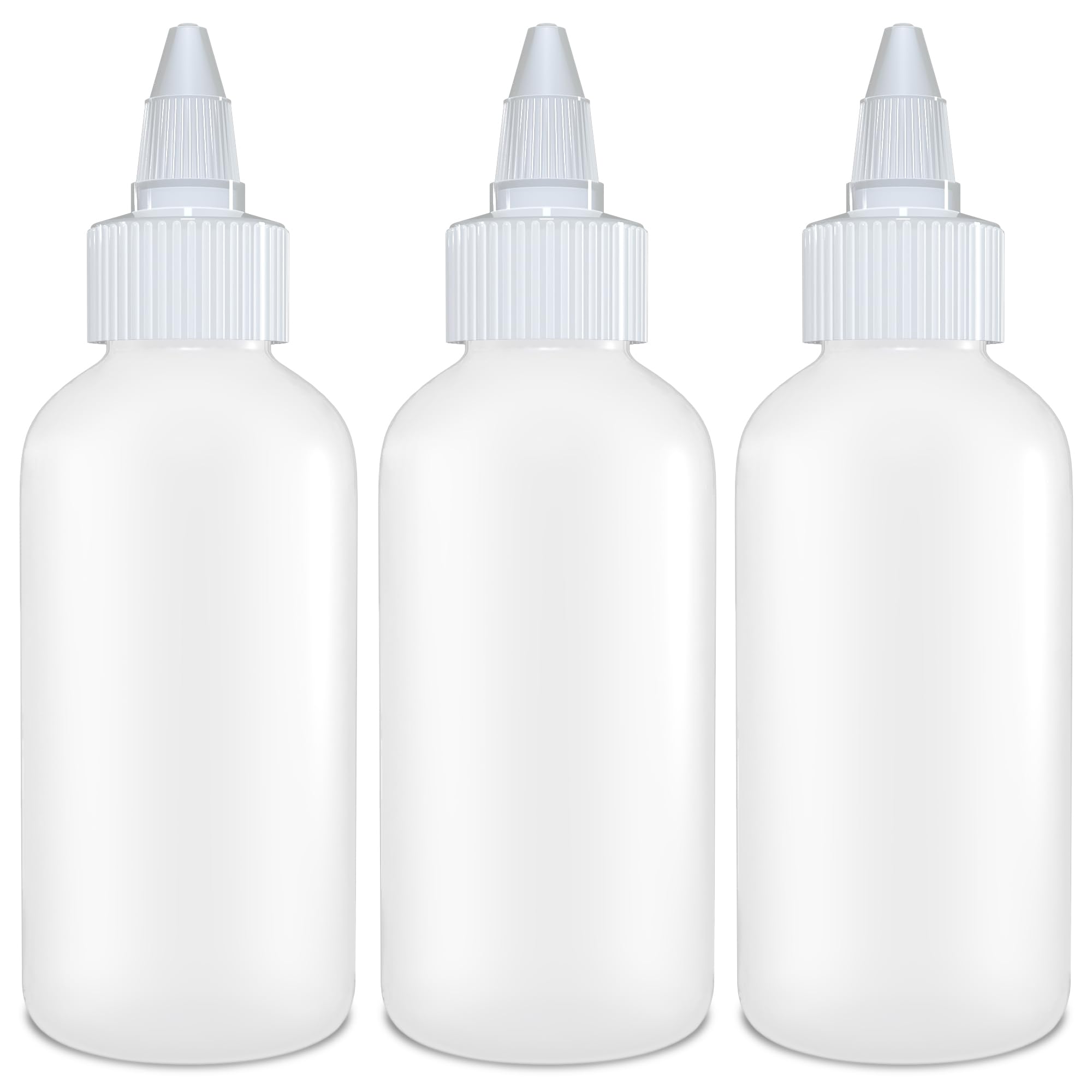 BRIGHTFROM Condiment Squeeze Bottles - 4 OZ Squirt Empty Bottles, Twist Top Cap, Leak Proof - Great for Ketchup, Mustard, Syrup, Sauces, Dressing, Oil, Arts and Crafts, BPA-FREE Plastic - 3 PACK