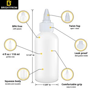 BRIGHTFROM Condiment Squeeze Bottles - 4 OZ Squirt Empty Bottles, Twist Top Cap, Leak Proof - Great for Ketchup, Mustard, Syrup, Sauces, Dressing, Oil, Arts and Crafts, BPA-FREE Plastic - 3 PACK