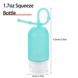 VOLCANOES CLUB Squeeze Bottles for Sauces with Cleaning Brush - Small Portable Salad Dressing Container to go for Lunch | 1.7OZ, Set of 6 | Food-Grade Silicone/BPAFree/Leakproof - School/Work/Travel