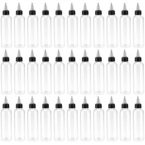 mahiong 64 pcs 4 oz plastic squeeze bottles, round dispensing bottles with twist top cap for crafts, kitchen, household, clear