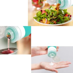 RIHUD Salad Dressing Bottles 1.3oz 4 Pack Squeeze Silicone Travel Bottles Leak-Proof Refillable Sauce Squeeze Bottles, Portable Travel Containers, BPA Free