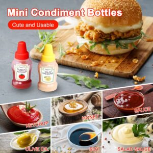 WXJ13 8 Pieces Mini Condiment Squeeze Bottles, 25ml Refillable Honey Ketchup Sauce Salad Dressing Squeeze Containers, Mini Ketchup Bottles, Plastic Portable Squeezable Jars Containers, 4 Style