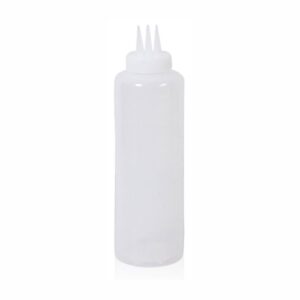 3 hole sauce condiment bottles squeeze dispenser ketchup salad cruet bin oil vinegar bottle kitchen accessory (white 14oz - 400ml)