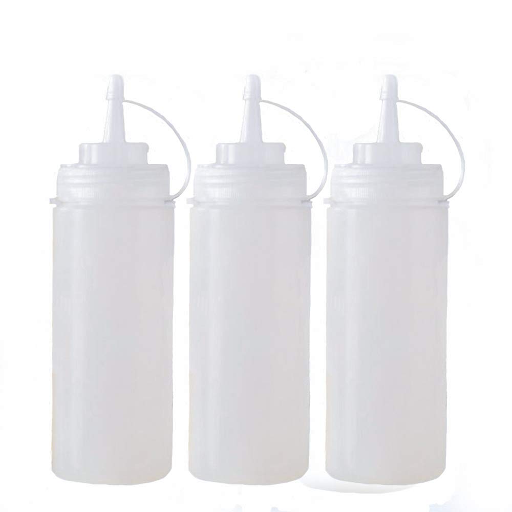 EORTA 3 Pack Plastic Squeezable Bottles with Tip Caps Squirt Condiment Containers, 32 Ounces Dispensers for Ketchup Mustard Sauce Olive Tomato Salad, Home Kitchen Restaurant BBQ, White