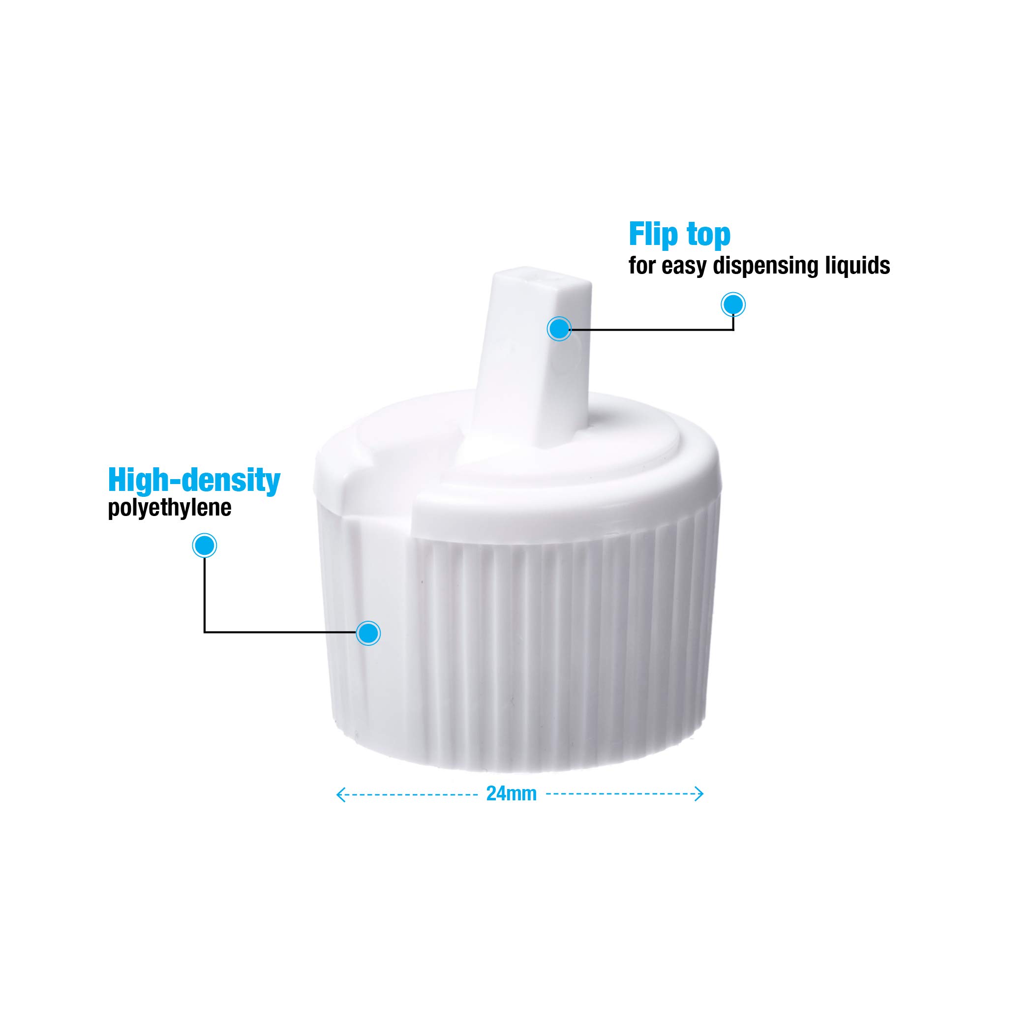 Consolidated Plastics 41241 White Flip Top Dispensing Cap, 24 mm, 24-400 Finish, 12 Piece