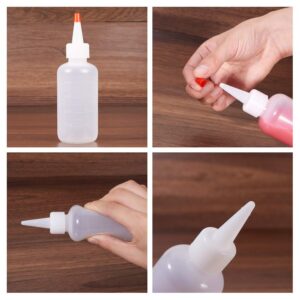 BENECREAT 12PCS 4 Ounce Plastic Squeeze Dispensing Bottles with Measurement and Red Tip Caps - Good for Crafts, Art, Glue, Multi Purpose