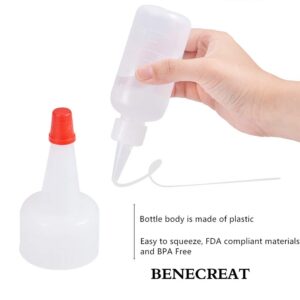 BENECREAT 12PCS 4 Ounce Plastic Squeeze Dispensing Bottles with Measurement and Red Tip Caps - Good for Crafts, Art, Glue, Multi Purpose