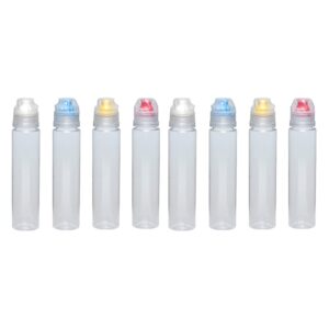 hymaome 8pcs plastic honey squeeze bottle travel condiment dispenser flip top reusable/refillable little containers camping/lunch/picnic sauce condiment bottle