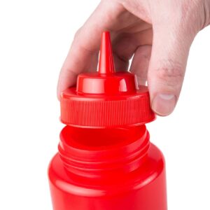 TrueCraftware-Set of 6 Squeeze Condiment Wide Mouth Dispensing Bottles 32 oz Red- Plastic Squeeze Bottle For Sauces Spreads Ketchup Mustard Mayo Hot sauces and Olive oil