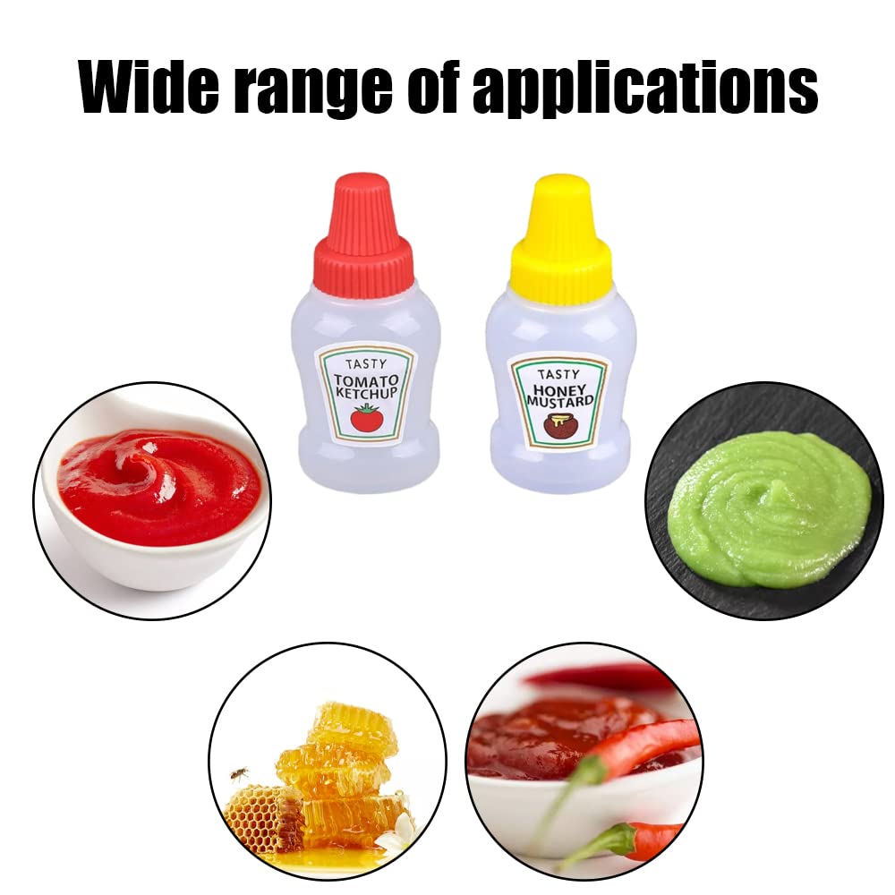 AiDuoWuYiP 2 Pcs Squeeze Bottles 25ml Sauce Bottle Dispensers with Caps Mini Squeeze Containers for Tomato Sauce Salad Dressing Seasoning