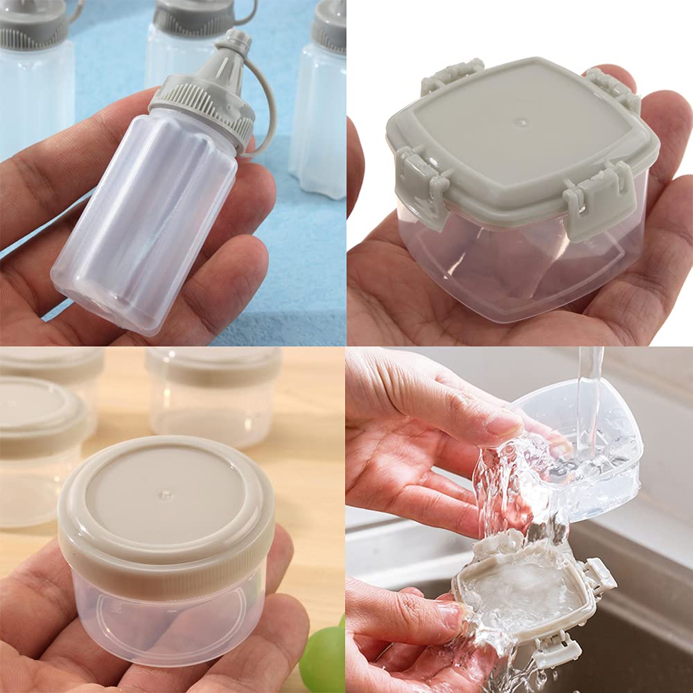 RAYNAG 8pcs Mini Condiment Squeeze Bottle Sauce Containers Ketchup Bottles Portable Honey/Oil Dressing Bottles Dipping Container for Lunch Box Picnic Trave, PP, 1Oz